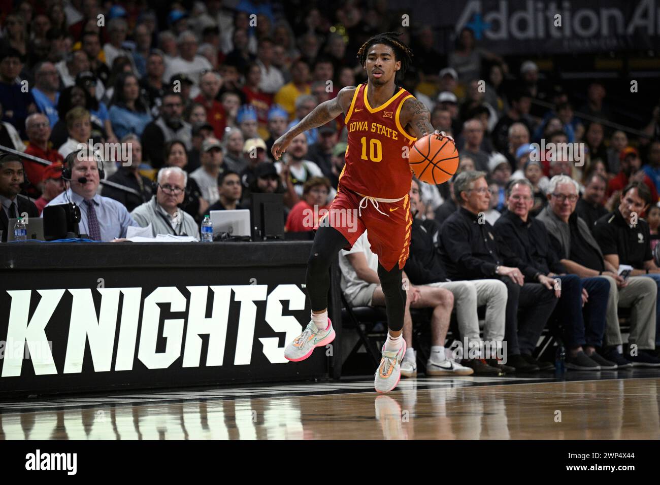 Iowa State guard Keshon Gilbert (10) brings the ball up the court ...