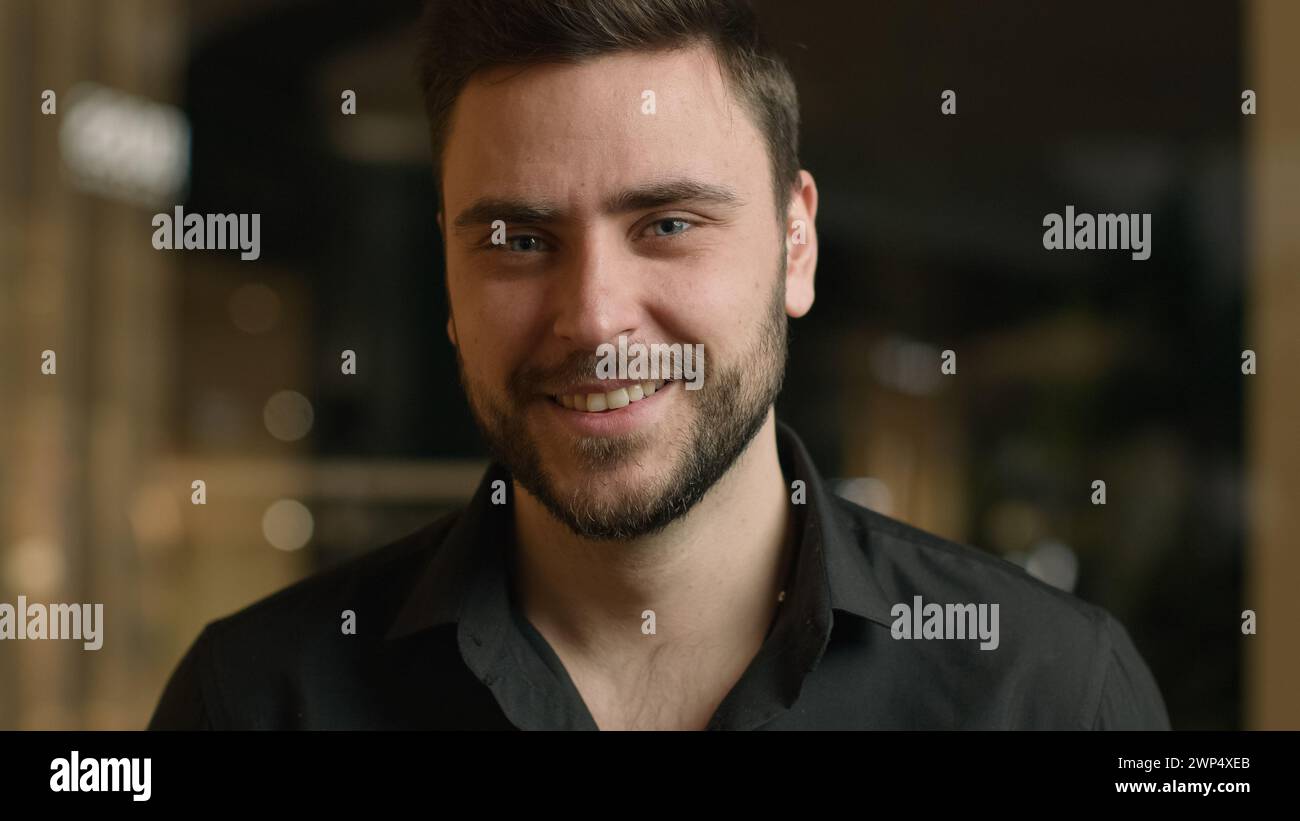 Male business portrait Caucasian adult guy smiling millennial man 30s successful businessman ...