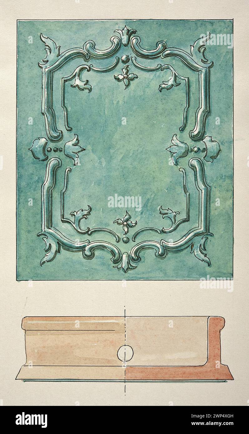 The green tile rose, with a stylized ornament of a line and geometric ...