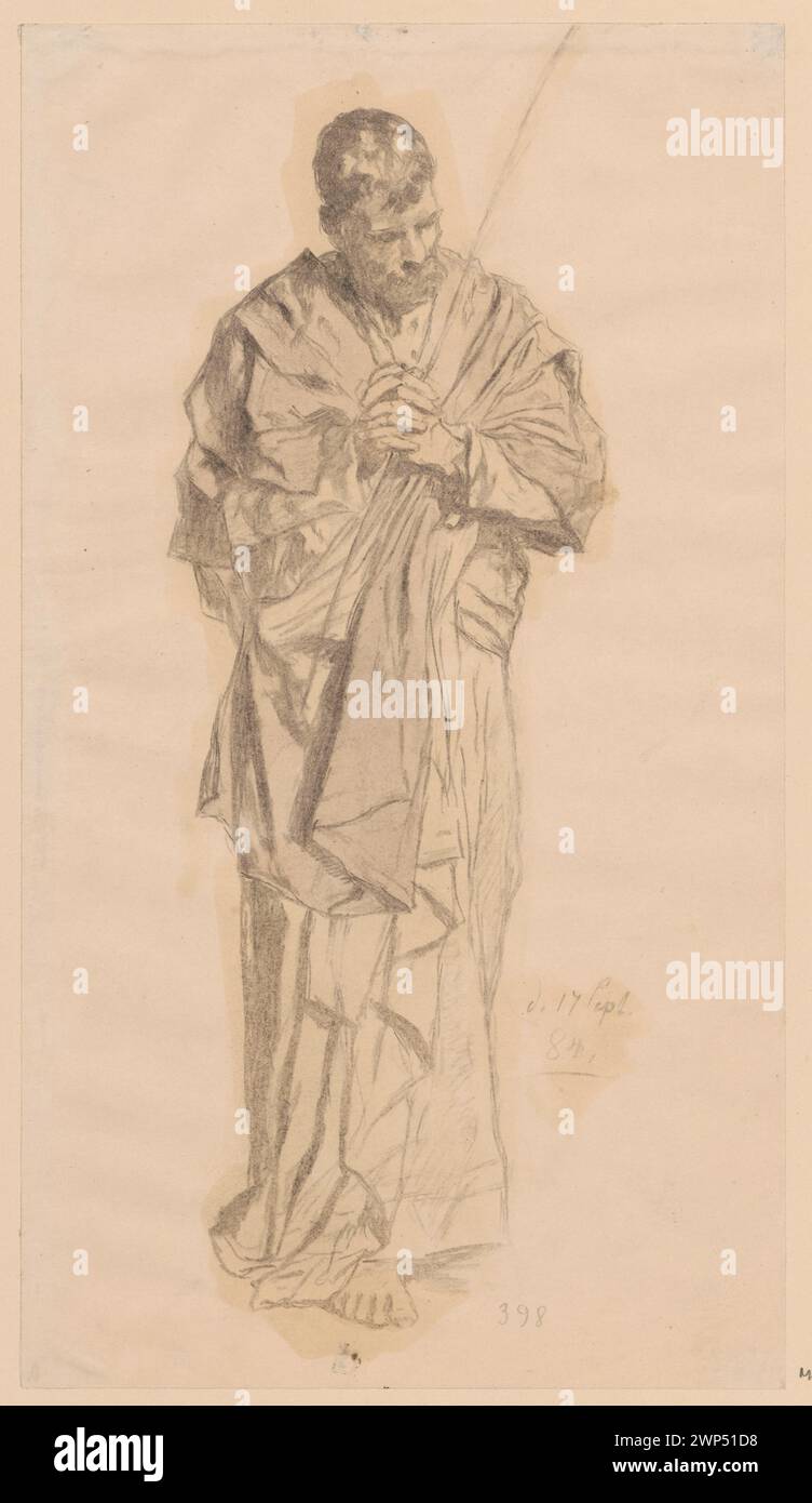 Drawing study of an apostle character with palm trees on the right by ...