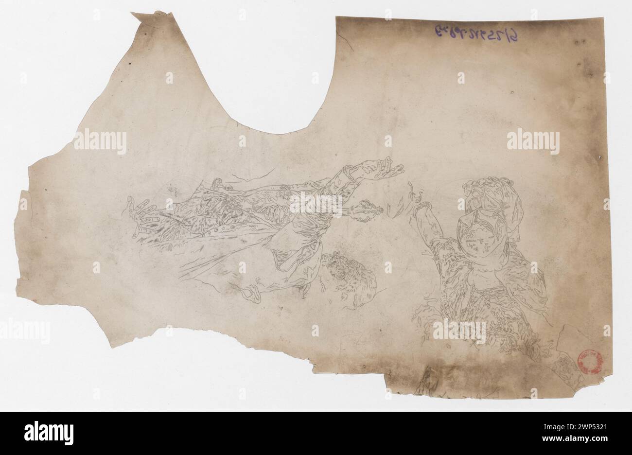 Jan Kili Ski and two women - auxiliary tracing paper for engraving ...