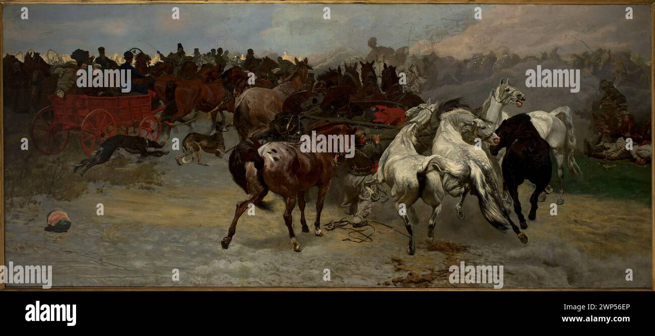 Painting by Józef Care from 1879 showing a horse market in Balta ...