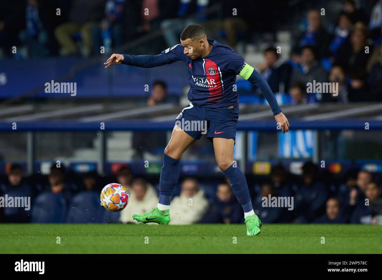 Kylian Mbappe of Paris Saint-Germain in action during the UEFA ...