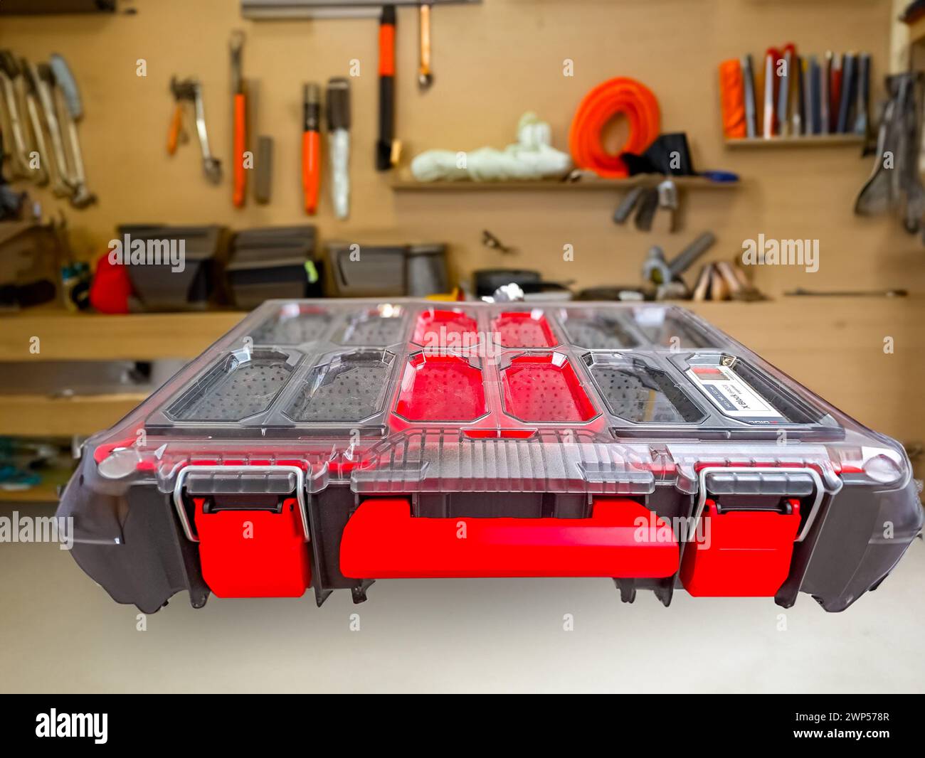 Red tool box, Plastic tool box with clipping path. For fishing or ...