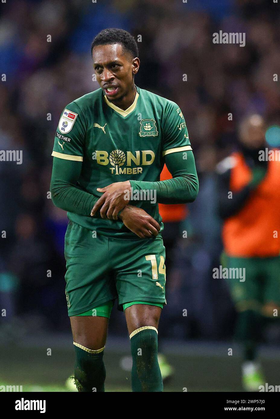 Mickel Miller of Plymouth Argyle is injured nduring the Sky Bet ...