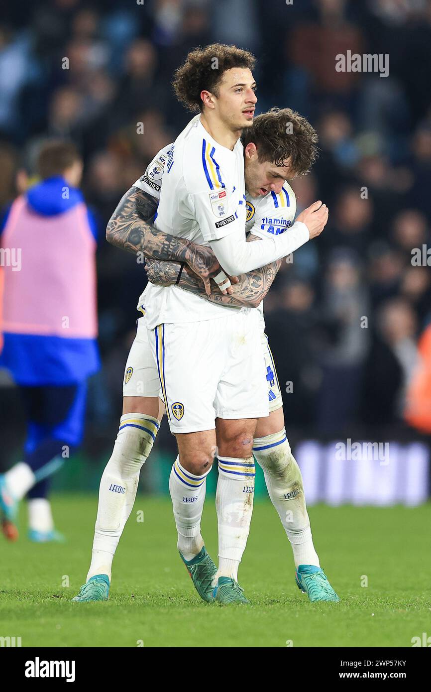 Leeds, UK. 05th Mar, 2024. Ethan Ampadu of Leeds United and Joe Rodon ...