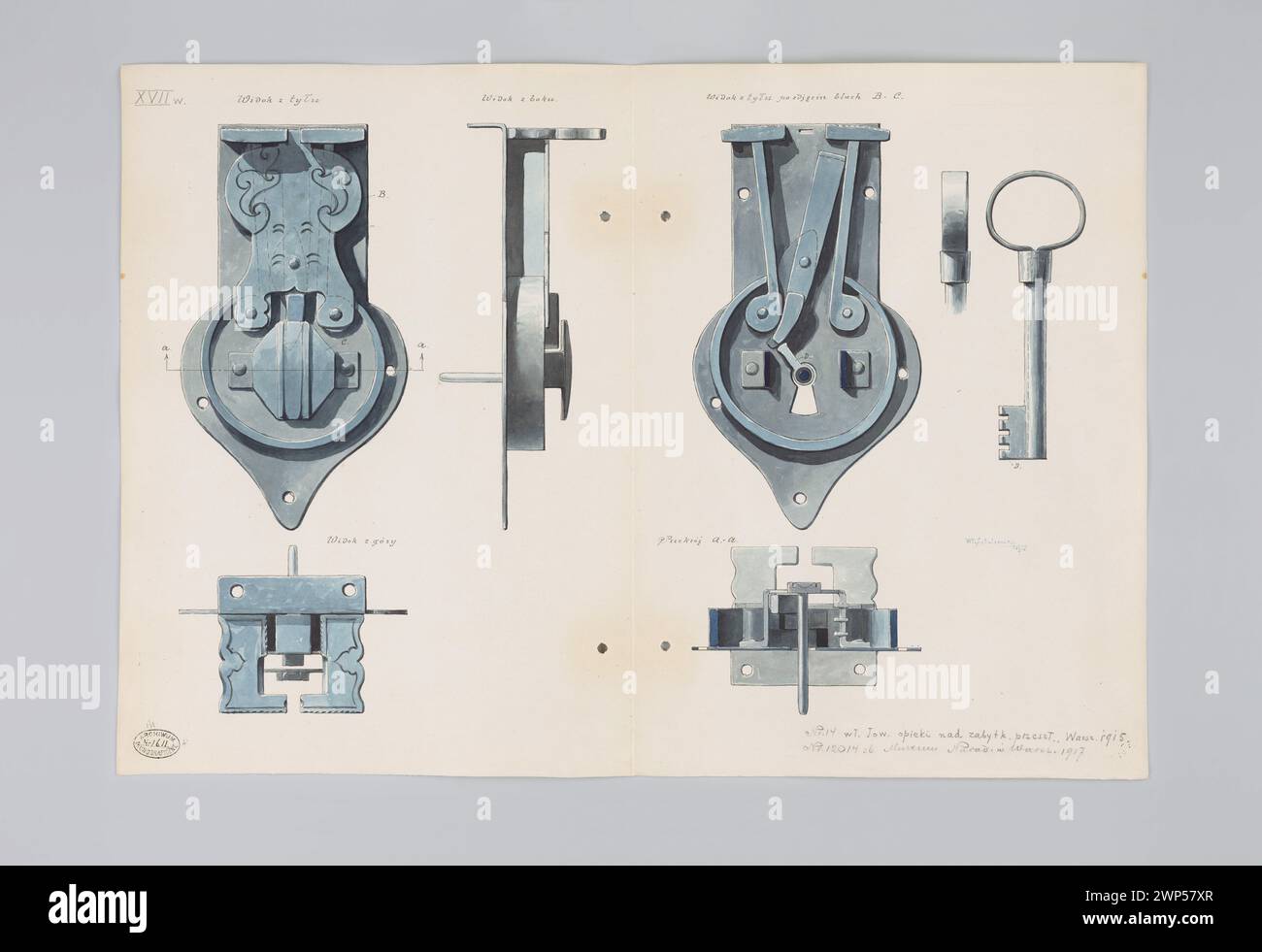 The door lock from the 17th century from the collection of the Society ...
