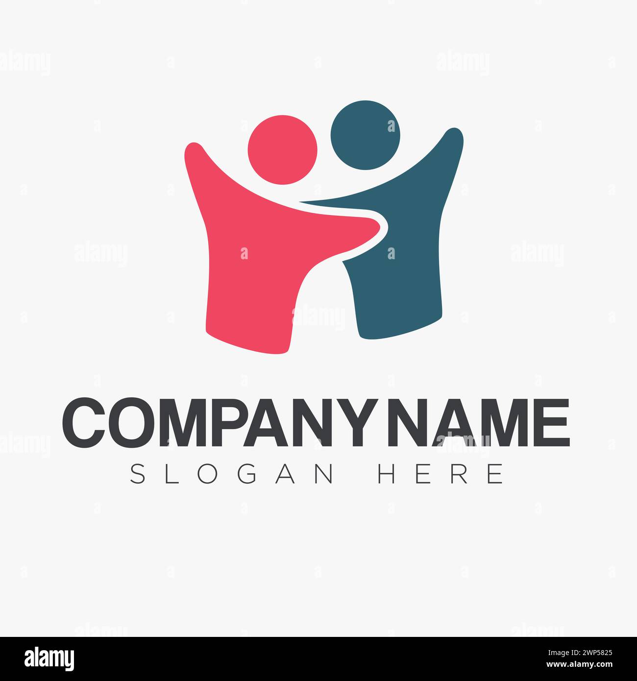 Abstract logo symbolizing two people embracing. Concept of integration ...