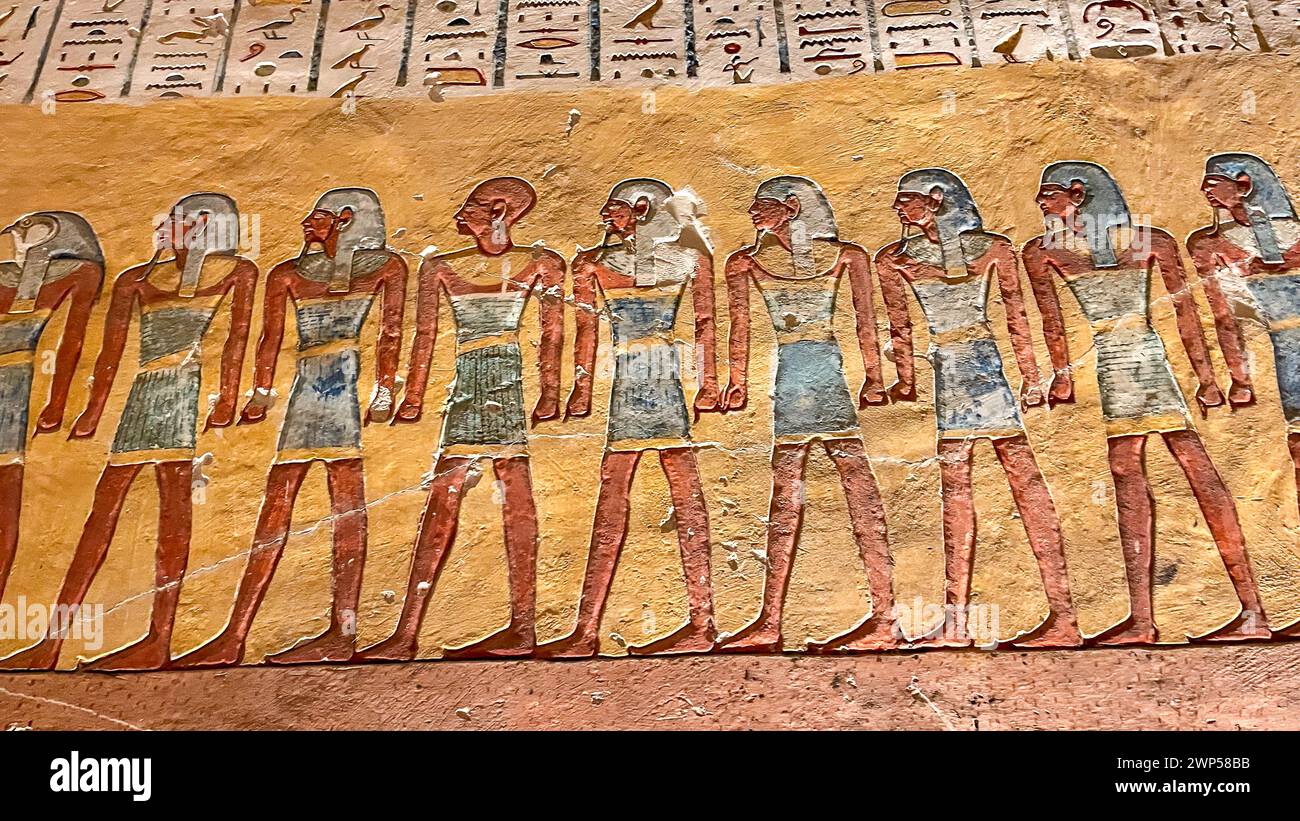 Ancient mural inside tomb KV 2 Ramses IV in the Valley of the Kings ...