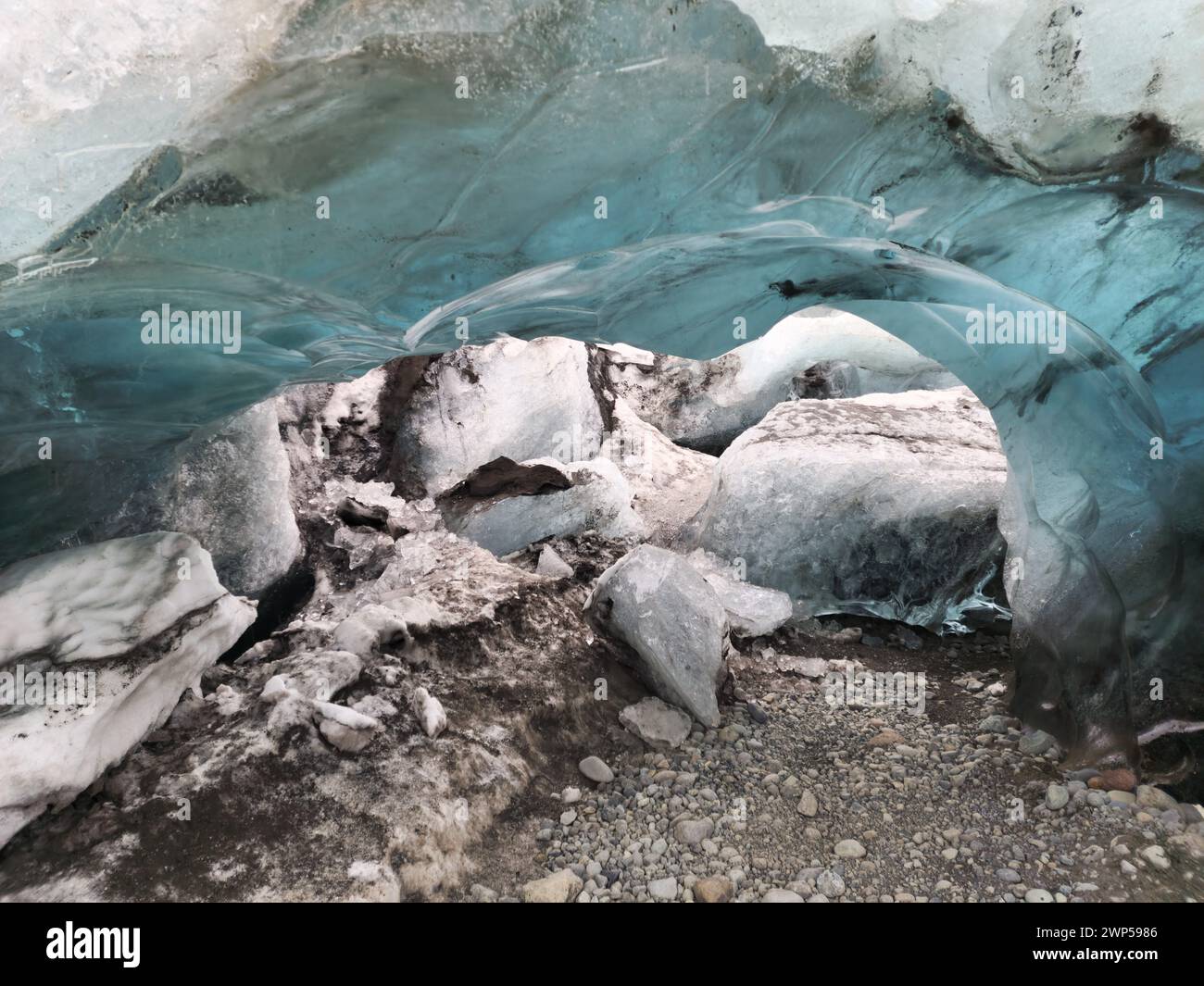 Frozen ice mass in vatnajokull caves melting due to climate change ...