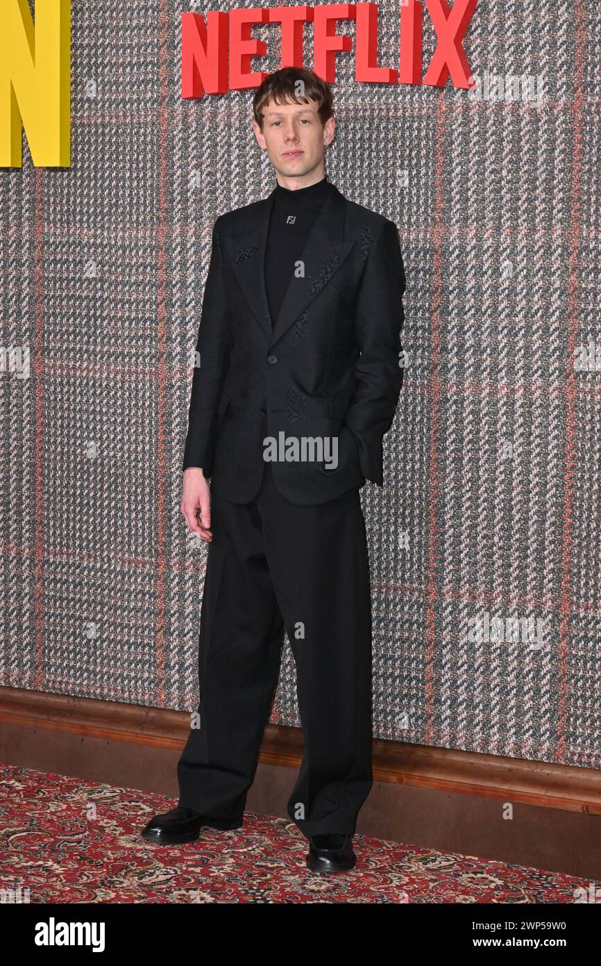 London, UK. 5th Mar, 2024. Josh Finan at The Gentlemen UK Series Global Premiere, Theatre Royal ...