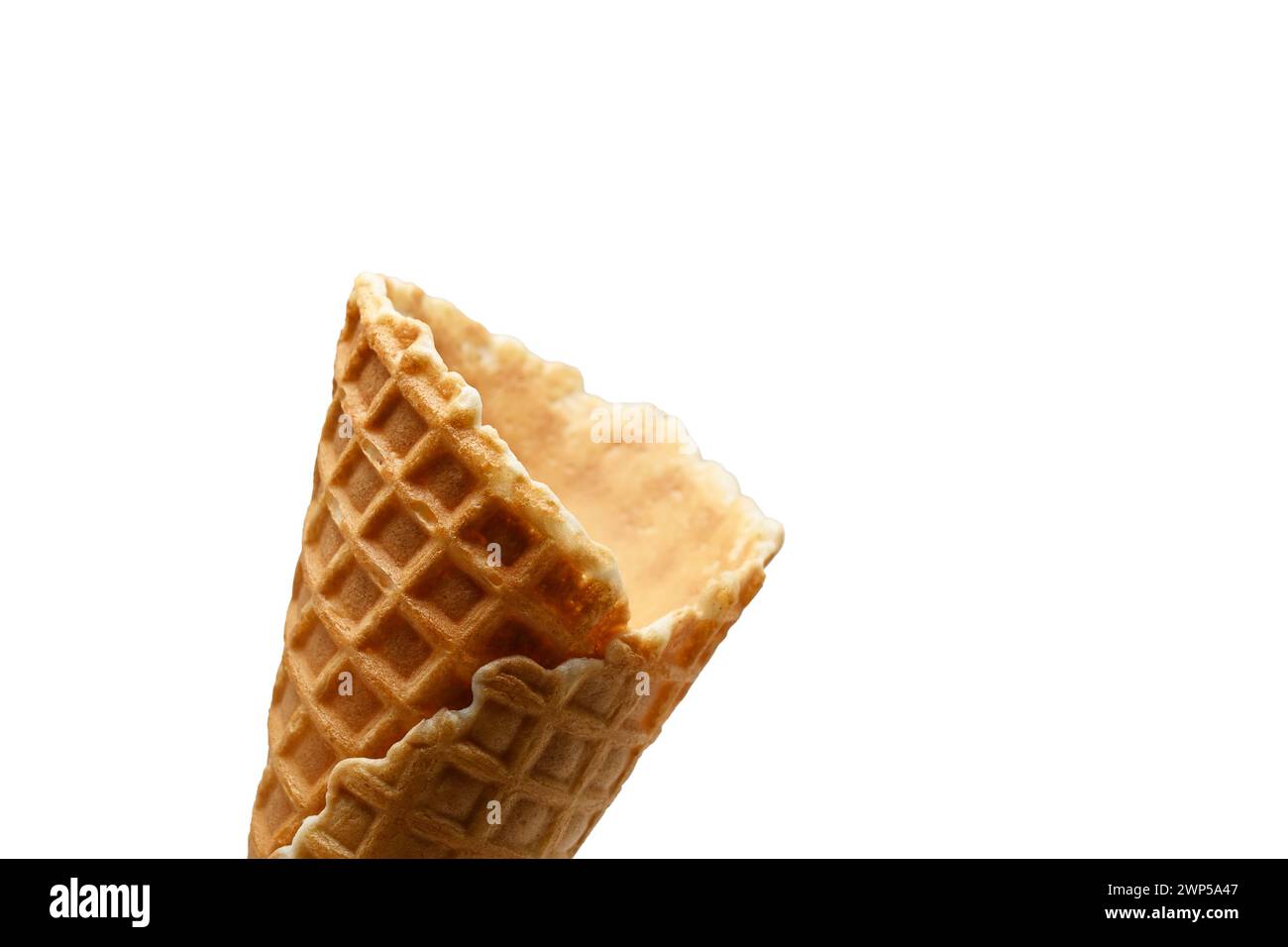 An empty waffle cone on a white background, ready to be filled with ...