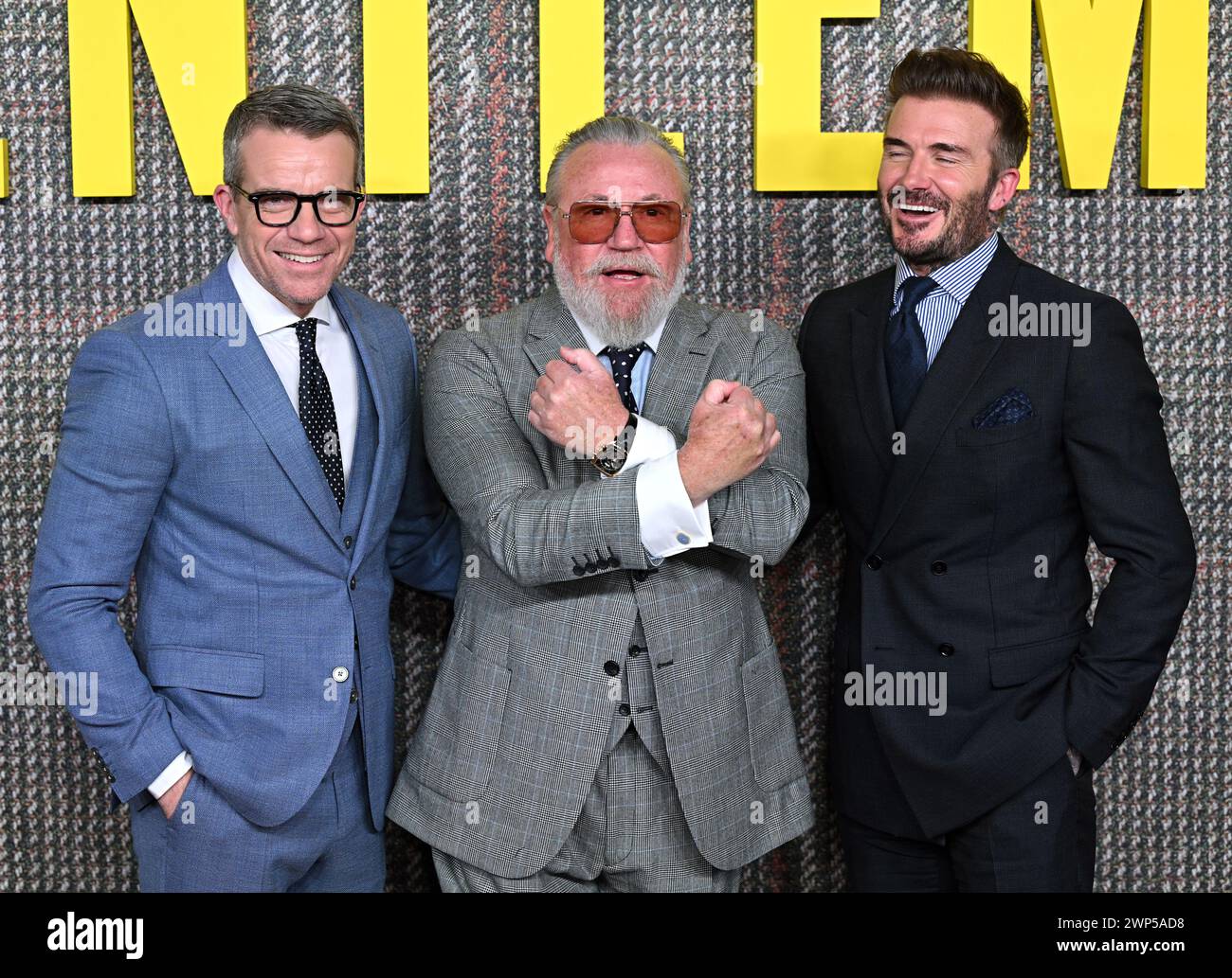 London, UK. March 5th, 2024. Max Beesley, Ray Winstone and David Beckham arriving at The ...