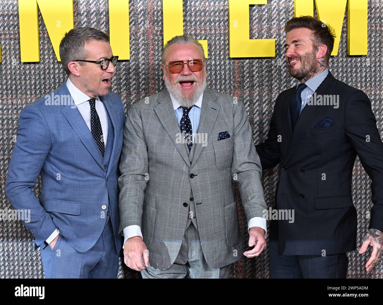London, UK. March 5th, 2024. Max Beesley, Ray Winstone and David Beckham arriving at The ...