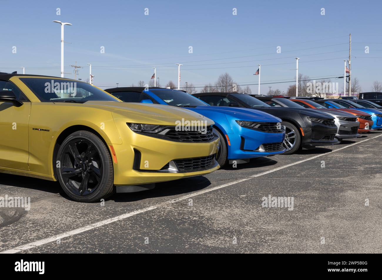 Noblesville - February 3, 2024: Chevrolet Camaro display at a ...