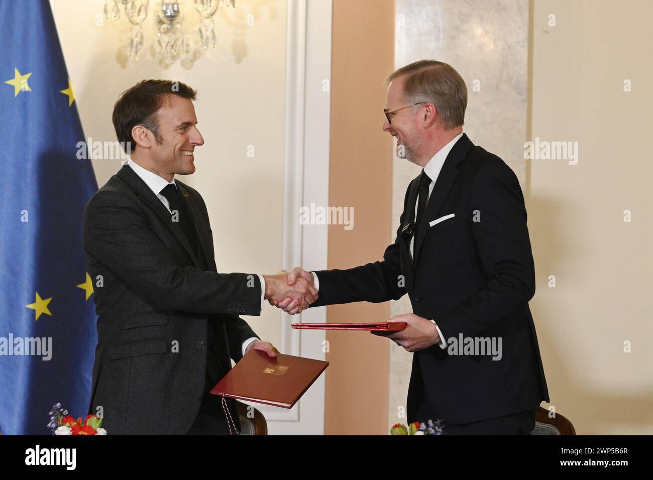 Prague, Czech Republic. 05th Mar, 2024. French president Emmanuel ...