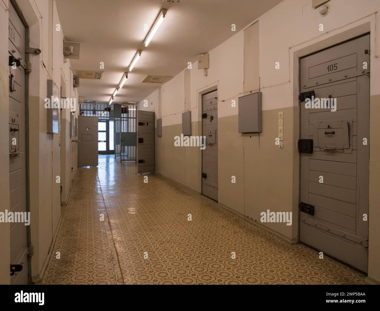 General view of a corridor of cells in the cell wing of the former Cold ...