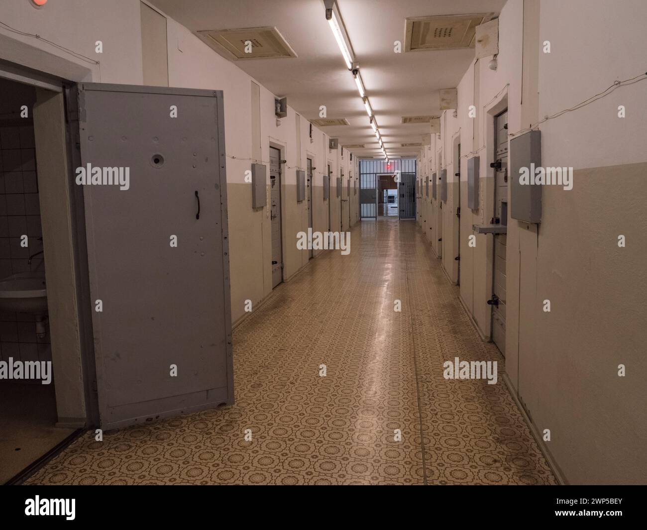 General view of a corridor of cells in the cell wing of the former Cold ...