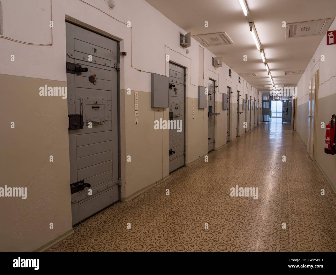 General view of a corridor of cells in the cell wing of the former Cold ...