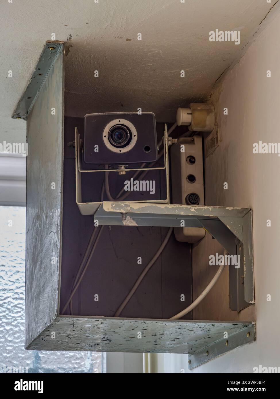 CCTV camera inside the cell wing of the former Cold War Stasi prison ...
