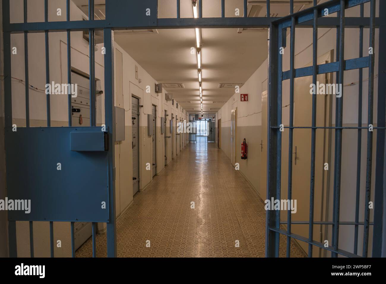 General view of a corridor of cells in the cell wing of the former Cold ...
