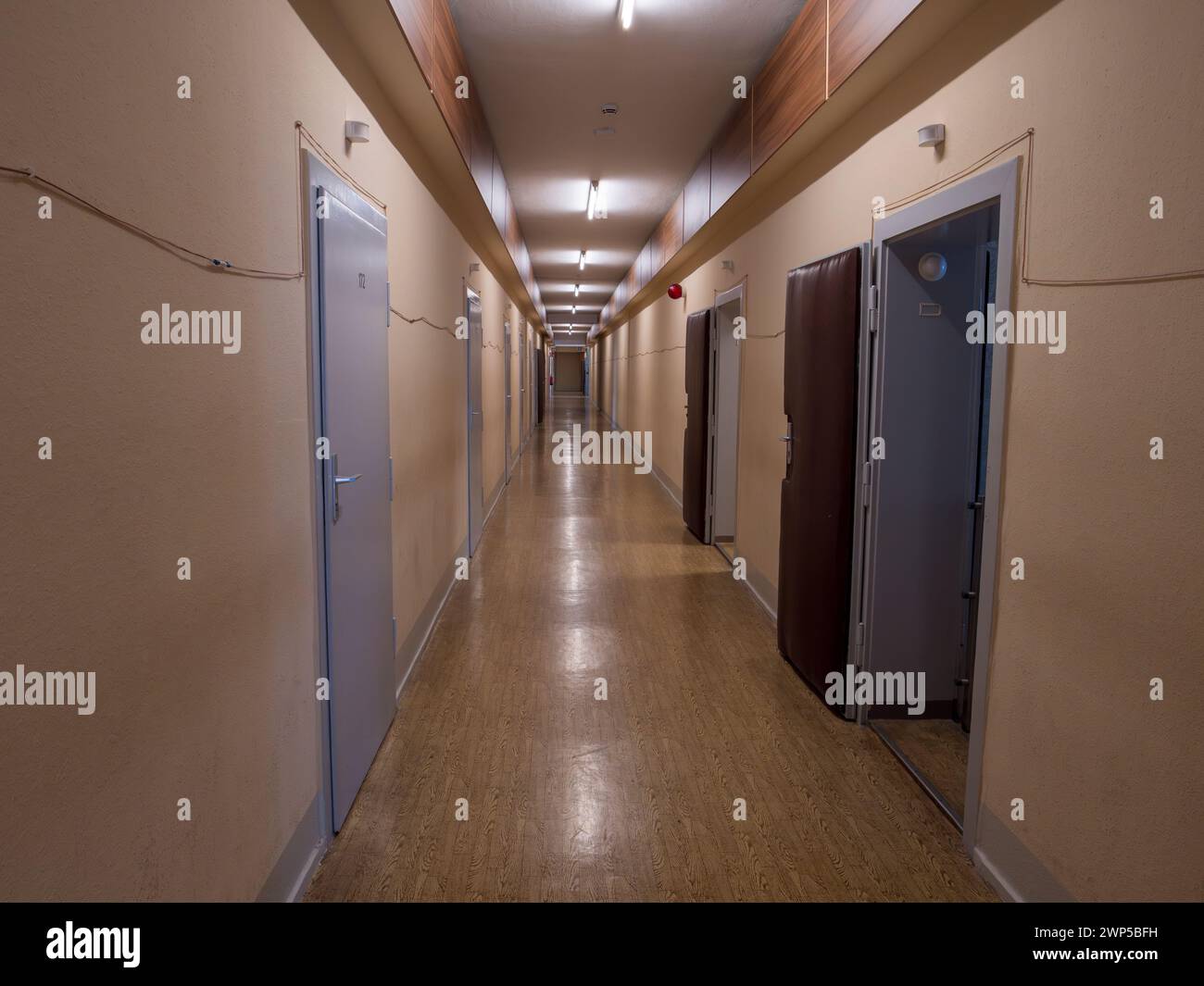 General view of a corridor of cells in the cell wing of the former Cold ...