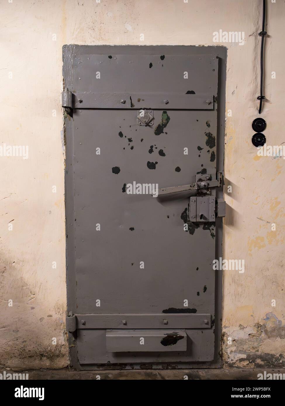 Prison cell door of the former Cold War Stasi prison Hohenschönhausen ...