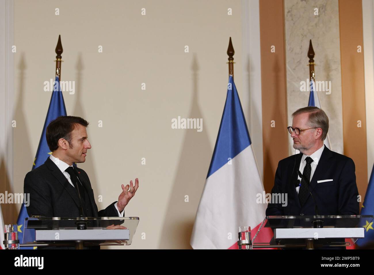 Prague, Czech Republic. 05th Mar, 2024. French president Emmanuel ...