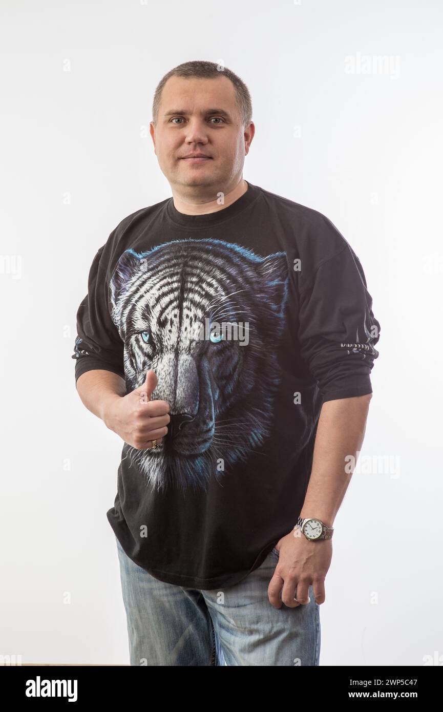 A Portrait of a men in studio white background Stock Photo - Alamy