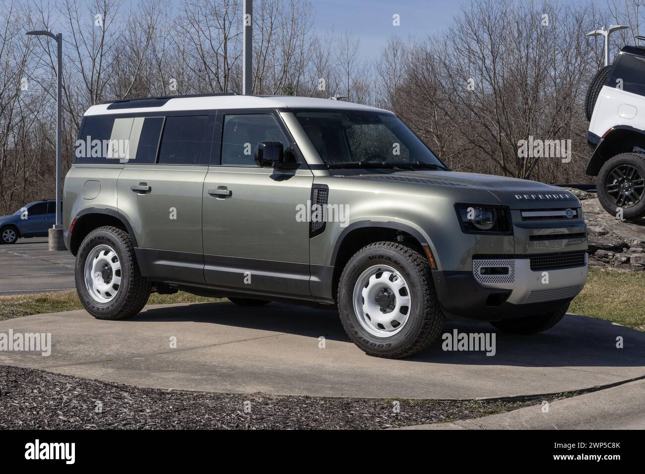 Indianapolis - February 3, 2024: Land Rover Defender 110 S display at a ...