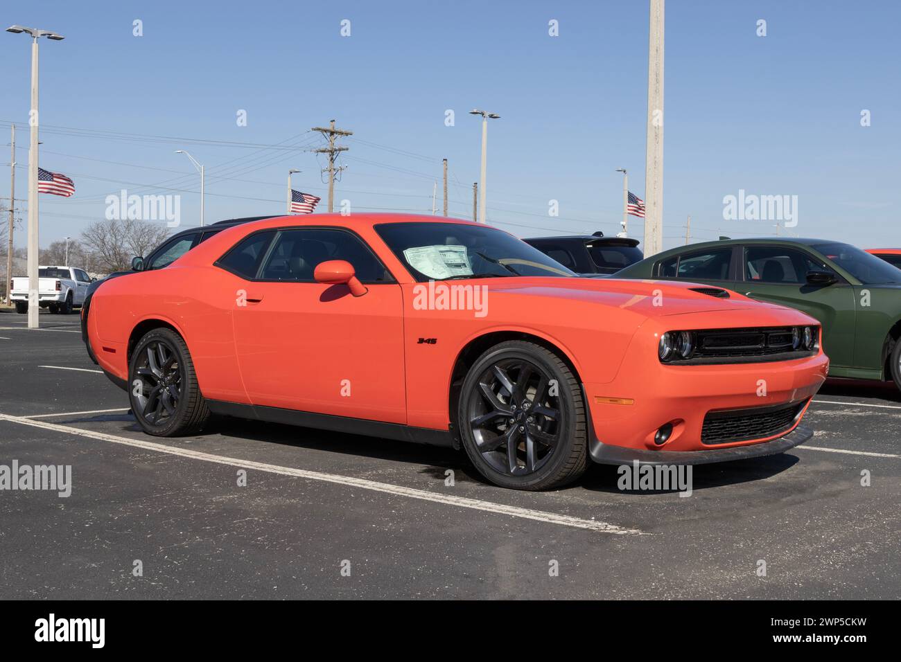 Noblesville - February 3, 2024: Dodge Challenger RT Plus display. Dodge ...