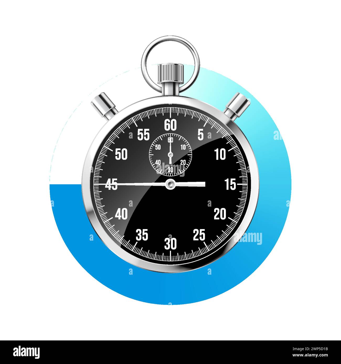 Realistic classic stopwatch. Shiny metal chronometer, black time ...