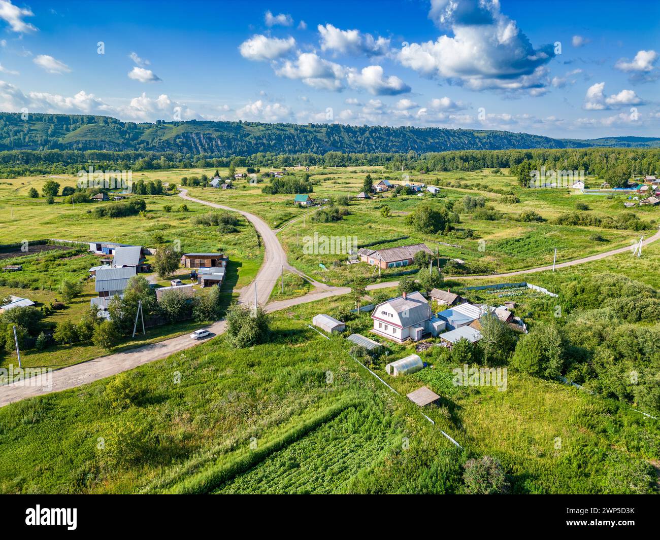 Russian half-empty village and the rare remaining houses are located ...