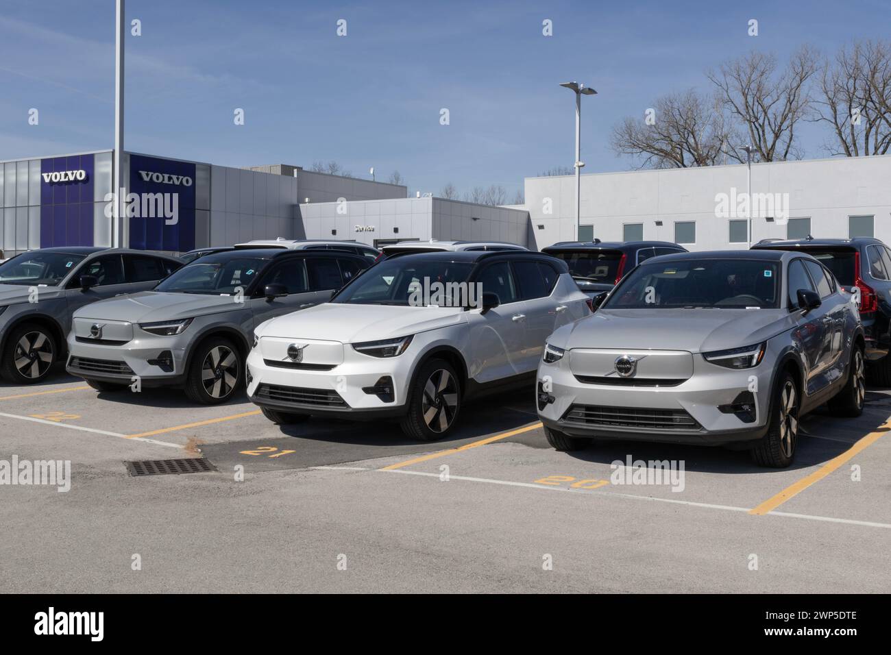 Indianapolis - February 3, 2024: Volvo line of Pure Electric EV display ...
