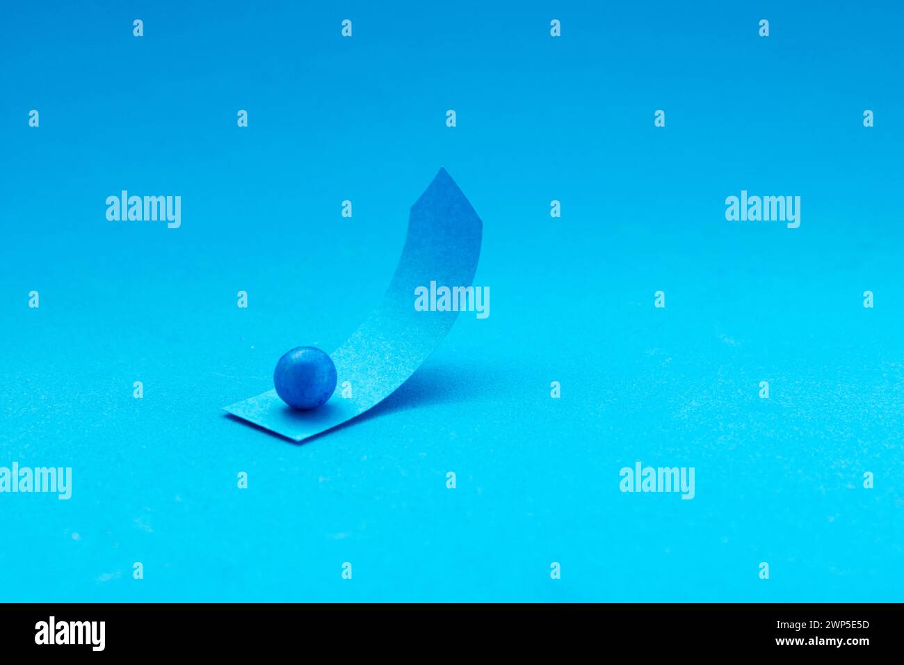 Blue sphere starting path with upward direction Stock Photo - Alamy