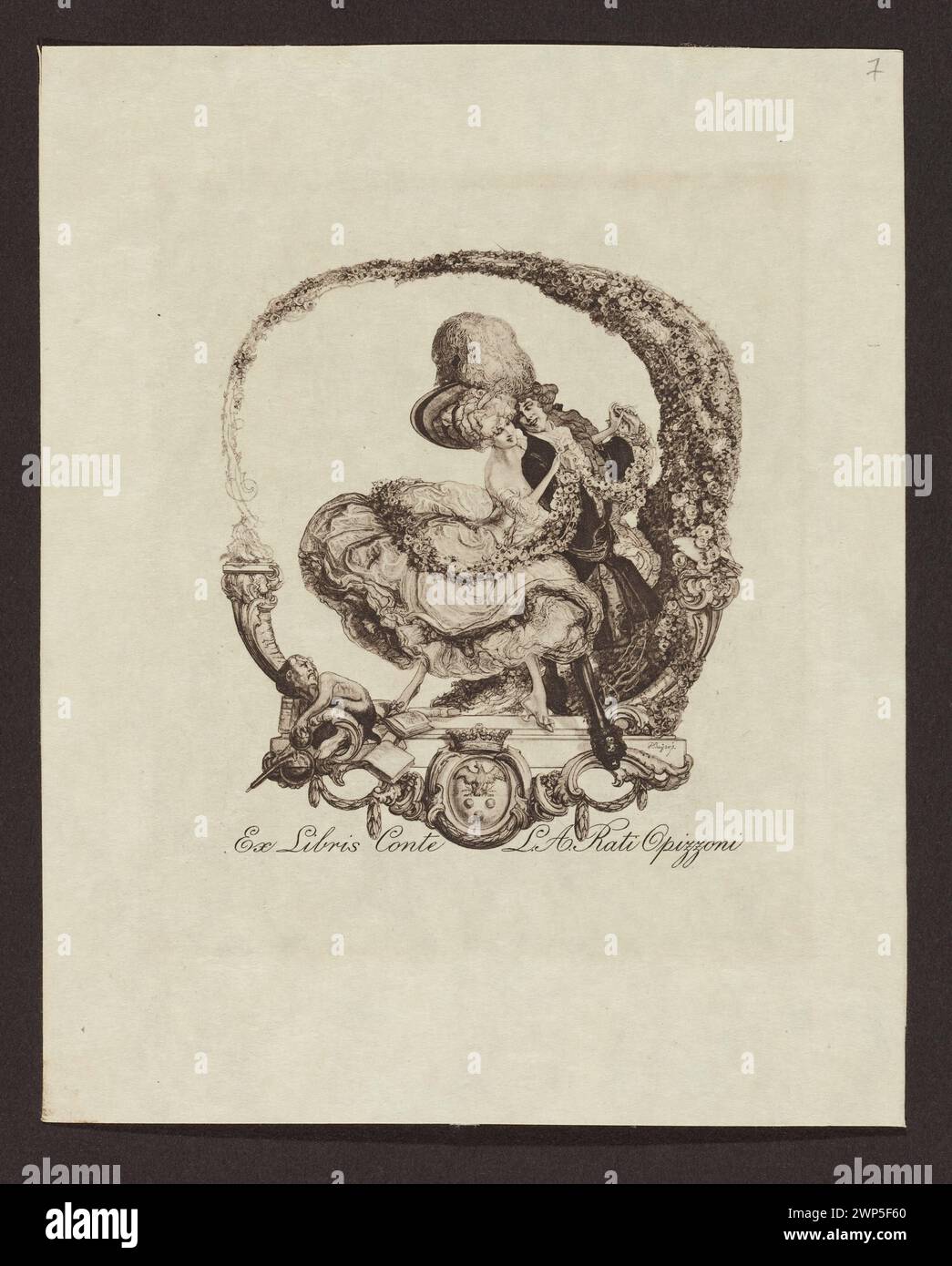 Ex-libris for Conte Luigi Amedeo Rati Opizzoni by Franz von Bayros ...
