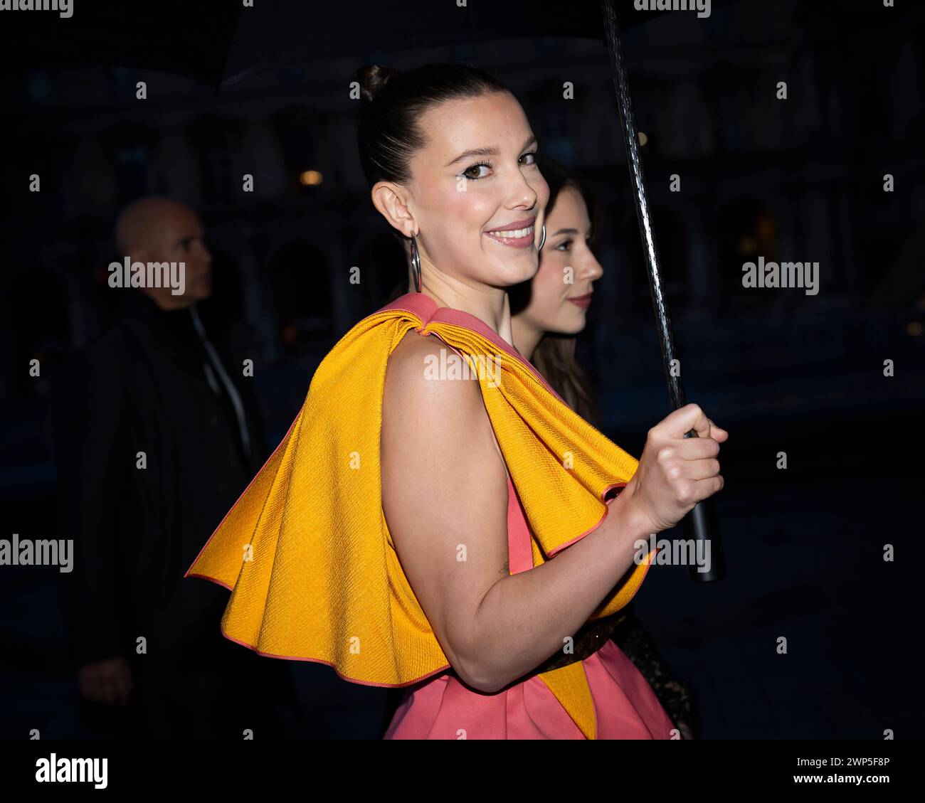 Millie Bobby Brown arrives for the Louis Vuitton Fall/Winter 2024-2025 ...