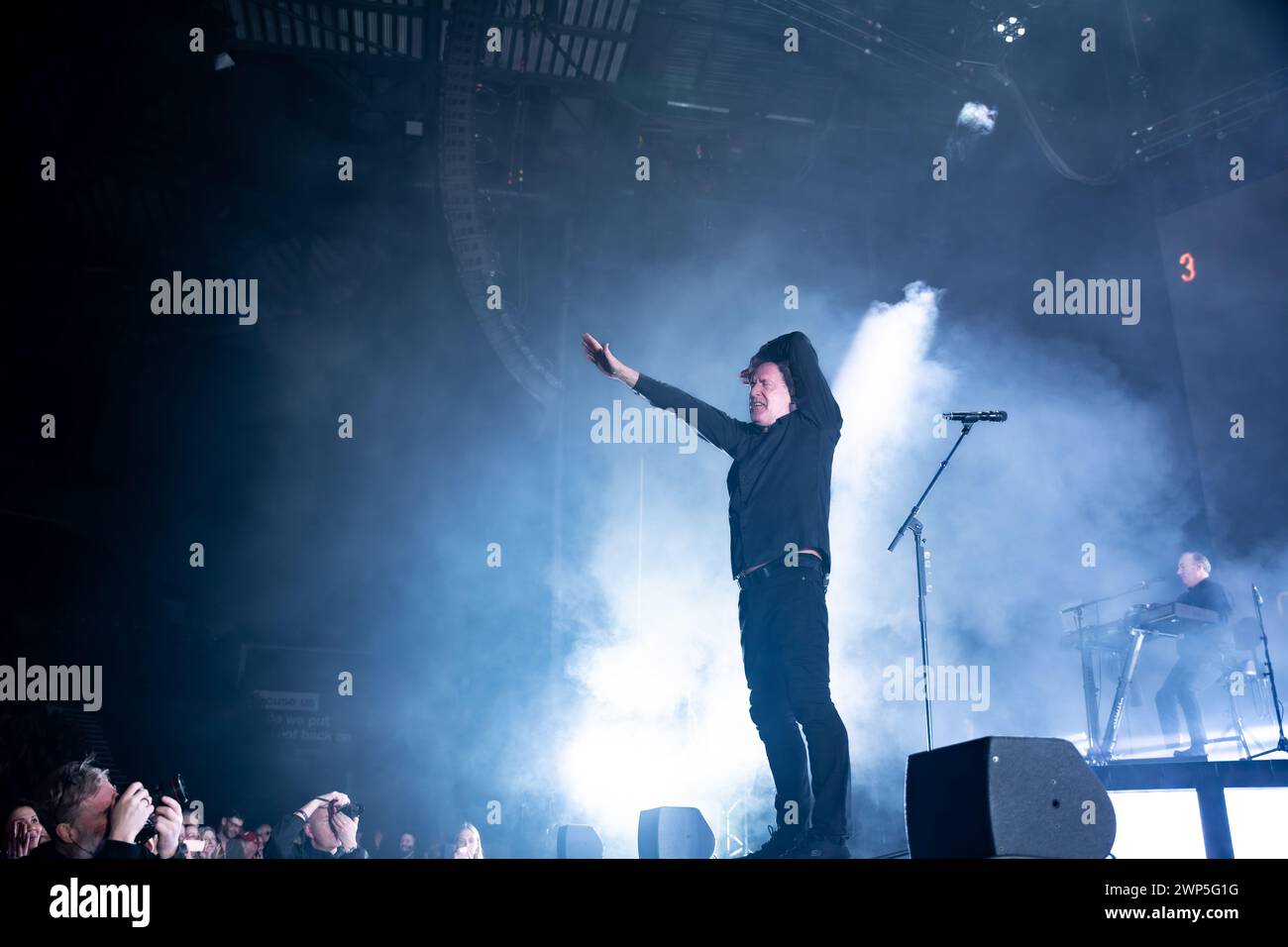 LEEDS, UK. 5th March 2024. OMD, Bauhaus Staircase Tour. Lead singer ...