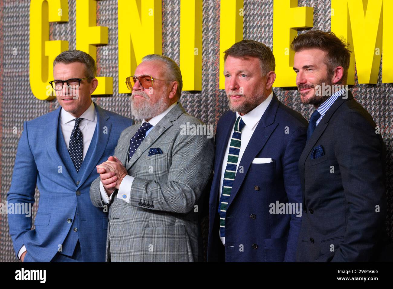 London, UK. 5 March 2024. (left to right) Max Beesley, Ray Winstone, Guy Ritchie and David ...