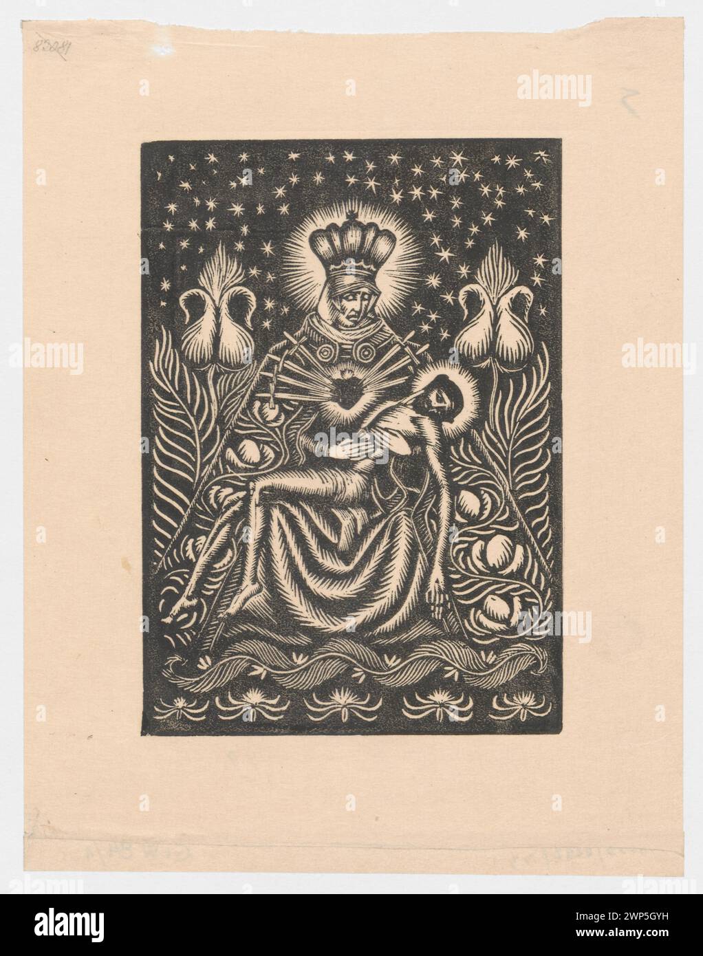 Religious painting showing the Pieta, depicting the Virgin Mary holding ...