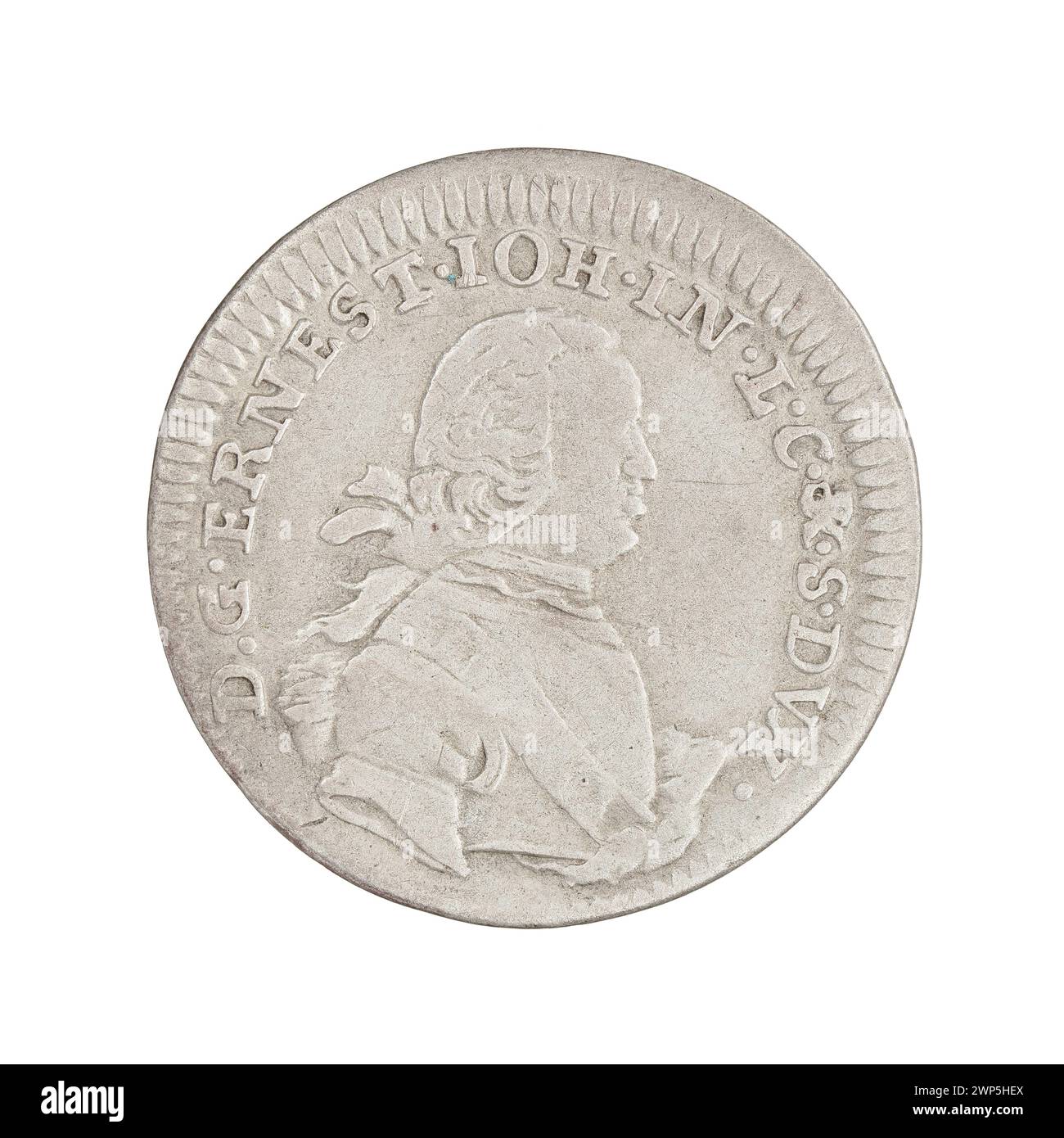 1765 silver Trojak coin with Ernest Jan Biron, Duke of Courland and ...