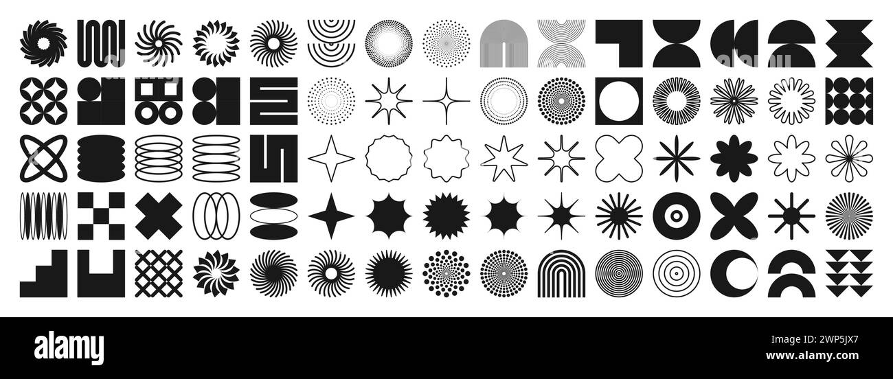Brutalist geometric shapes, symbols. Simple primitive elements and ...