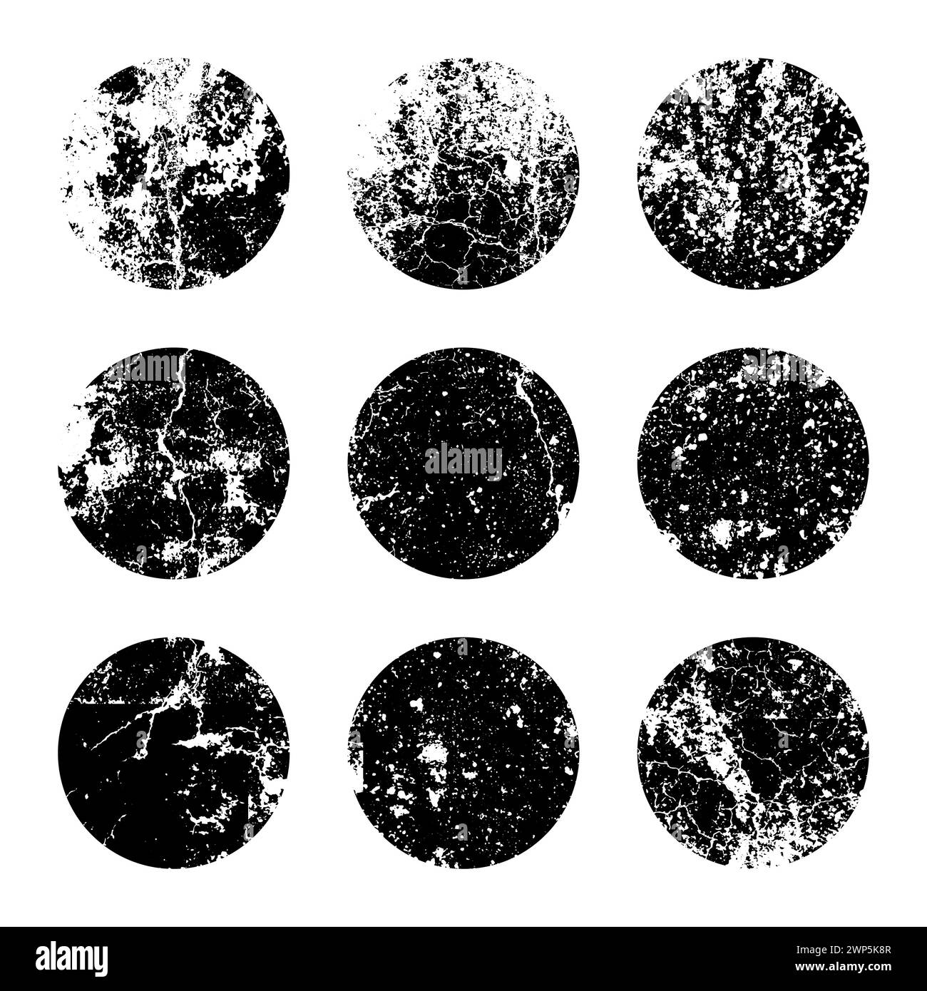 Grunge circles with stains and scratches. Circle brush stroke, round ...