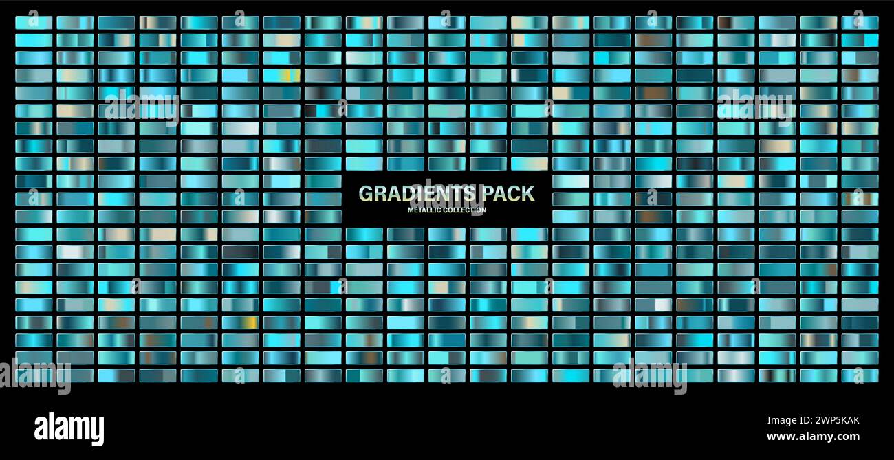 Blue, azure glossy gradient, metal foil texture. Color swatch set ...