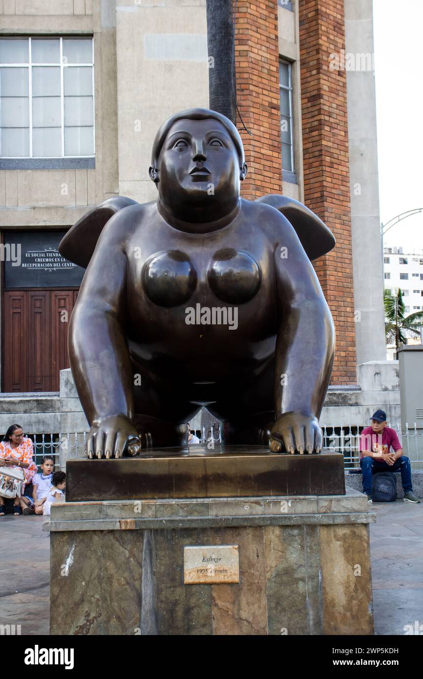 MEDELLIN, COLOMBIA - JANUARY 17, 2024: Sphinx. Bronze sculptures by the ...