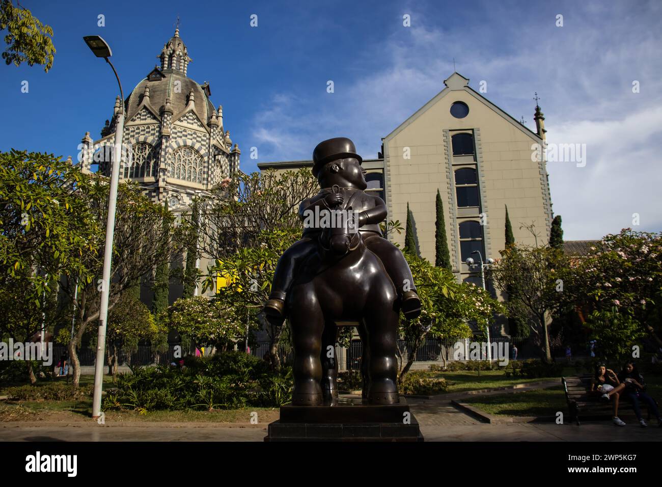 MEDELLIN, COLOMBIA - JANUARY 17, 2024: Man on Horseback. Bronze ...