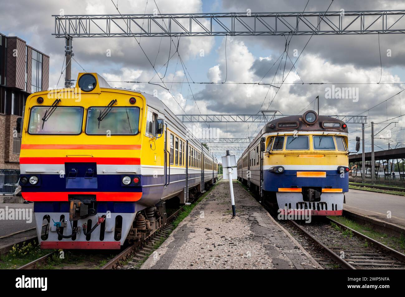 PIcture of trains ready for departure in Riga train station belonging ...