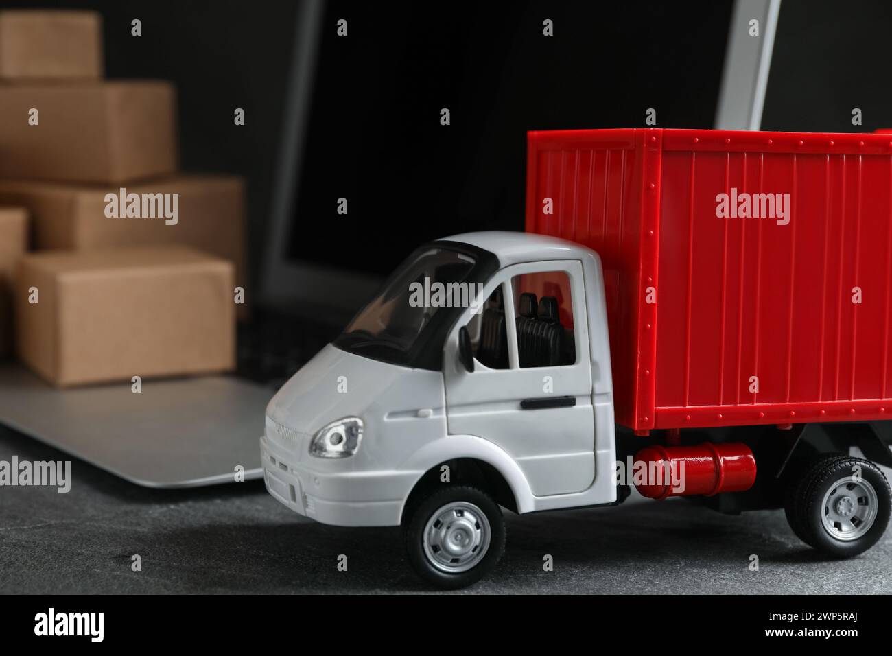 Logistics laptop computer delivery transportation hi-res stock ...