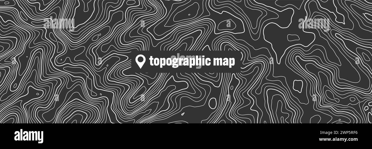 Topographic map with contour lines. Geographic terrain grid, relief ...