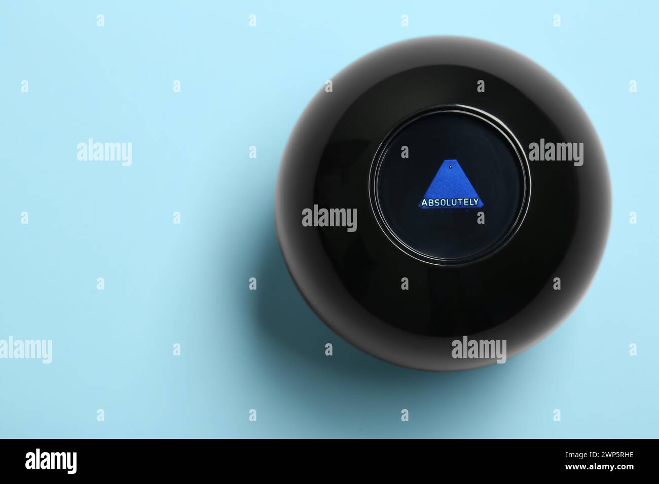 Magic eight ball with prediction Absolutely on light blue background ...